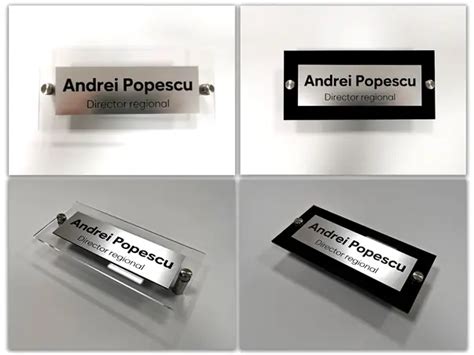 Plăcuță Personalizată Din Bond Gravat Pe Suport Din Plexiglass Cu Text Personalizat