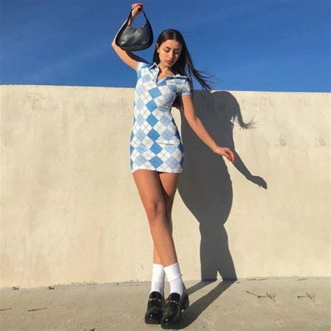 Y2k Argyle Plaid Print Mini Bodycon Pullover Y2kaesthetic Mini