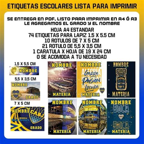 Kit Imprimible Etiquetas Escolares Boca Juniors en venta en Neuquén