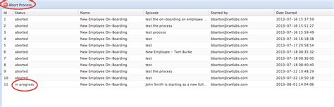 View Active Processes Abort A Process While In Progress Strakeir