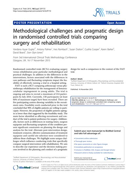 Pdf Methodological Challenges And Pragmatic Design In Randomised
