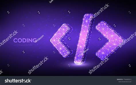Programming Code Icon 3d Low Polygonal Stock Vector Royalty Free 1794469912 Shutterstock