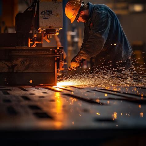 Factory Worker Operating A Laser Cutter Premium Ai Generated Image
