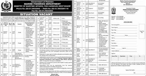 Marine Fisheries Department Karachi Jobs 2022 Ministry Of Maritime
