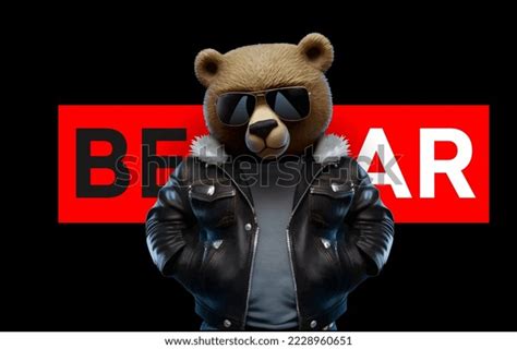 Teddy Bear Sunglasses Black Leather Jacket Stock Vector Royalty Free