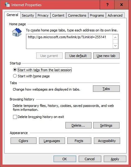 Internet Properties How To Stop Internet Explorer From Forcibly