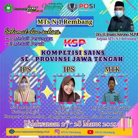 MTsN Rembang Sabet Medali Mapel Online Kementerian Agama