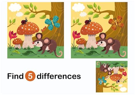 Encuentra diferencias juego educativo para niños pequeños animales del