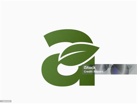 잎이 있는 소문자 A 창조적 인 에코 로고 디자인 자연과 환경 디자인 요소 Brand Name Online Messaging