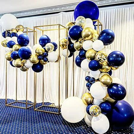 MMTX Navy Blue Balloon Garland Arch Kit Royal Blue White Gold Confetti