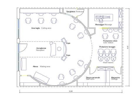 City Salon Store With Massage Center Top Layout Plan Cad Drawing
