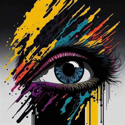 Premium Photo Abstract Eye Portrait Colors Splatter Creativity