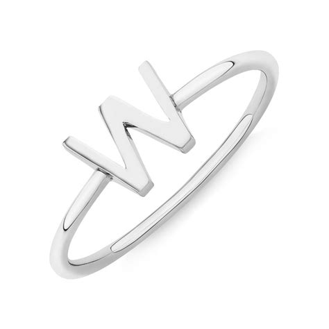 W Initial Ring In Sterling Silver