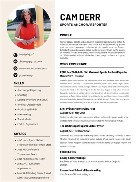 Cam Derr 2023 Sports Anchor Resume Pdf Entertainment Sports