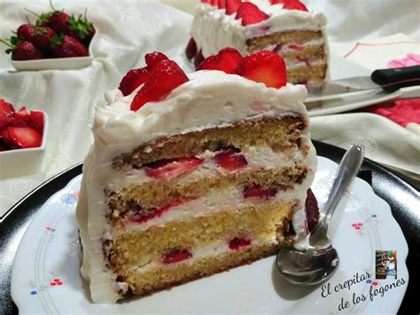 Tarta De Fresas Y Nata Crema De Leche Con Bizcocho De Limón Cocina
