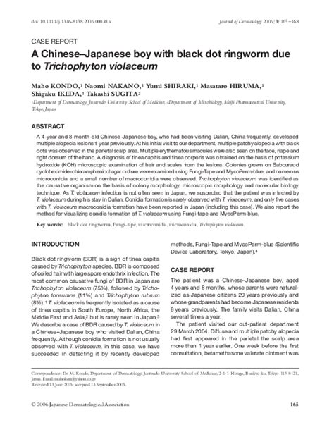 Pdf A Chinese Japanese Boy With Black Dot Ringworm Due To