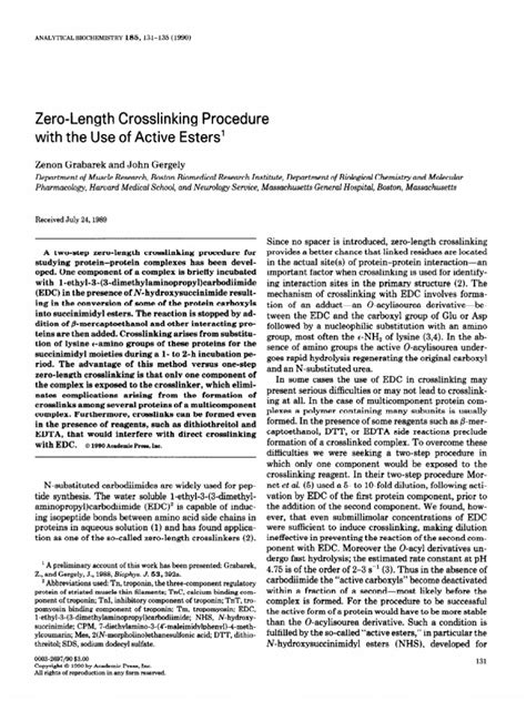 Zero Length Crosslinking Procedure Pdf