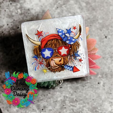 Patriotic Highland Cow Uv Dtf Moxie Vinyls