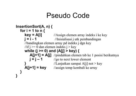 Sorting Insertion Sort Ppt