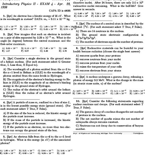 List Of Physics Handouts