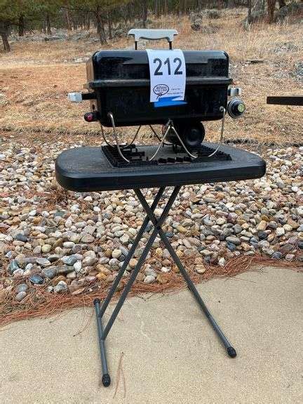 Small Bbq Weber Table Top Bbq Grill W Folding Table Mcpherson Auction And Realty