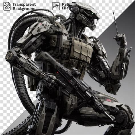 Premium Psd Awesome Cybernetic Robot With A Gun