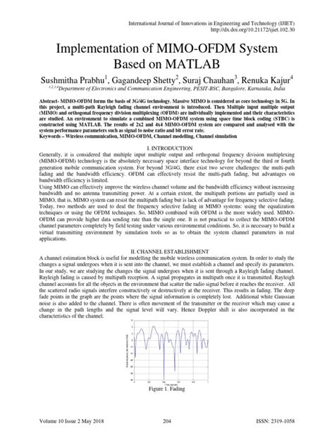 Implementation Of Mimo Ofdm System Based Pdf Orthogonal Frequency