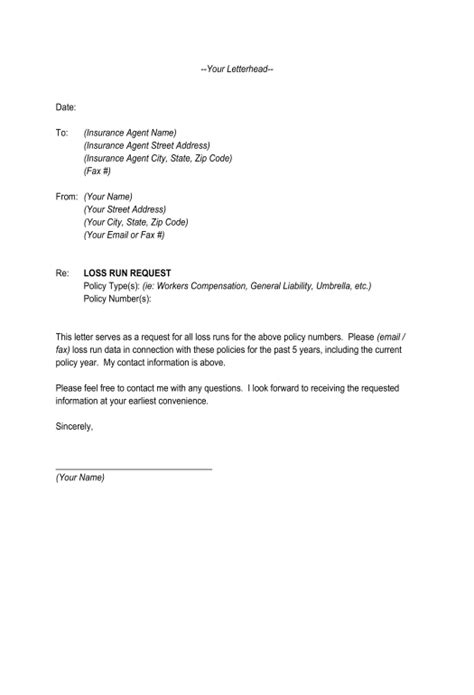 Loss Run Request Letter Easily AirSlate
