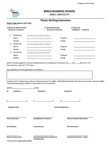 Thesis Extension Form Binus Pdf Thesis