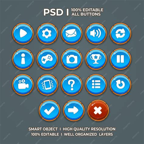 premium psd set of game ui game ui set game ui button game button game ui psd game ui template
