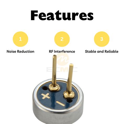 4mm Unidirectional Electret Microphone Capsule With Pins Ecmic