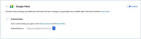 Google Meet Zoho Calendar