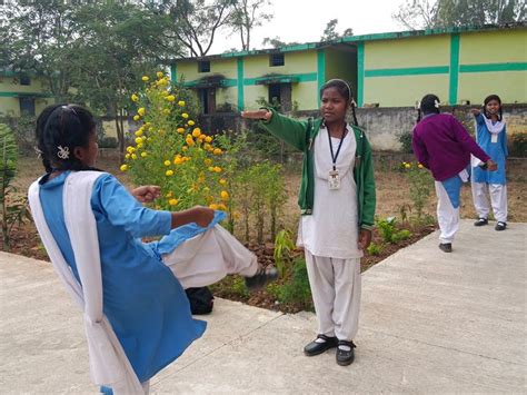 Karate Training Being Given In The School Of Jagtara Village In Balod