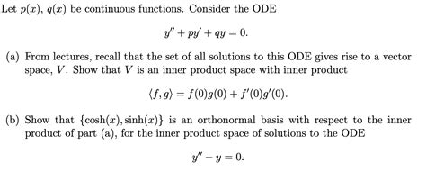 Solved Let Pxqx Be Continuous Functions Consider The