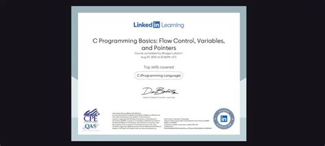 Completed C Programming Basics On Linkedin Learning Bhagya Lakshmi M