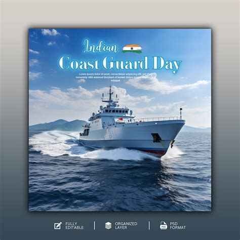 Premium Psd Indian Coast Guard Day Graphic And Social Media Design