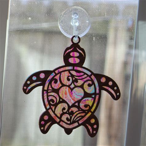 Turtle Suncatcher Wooden Etsy