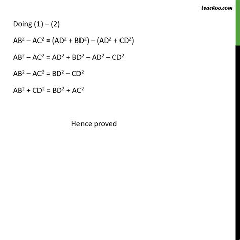 Question 4 If Ad Perpendicular Bc Prove That Ab2 Cd2