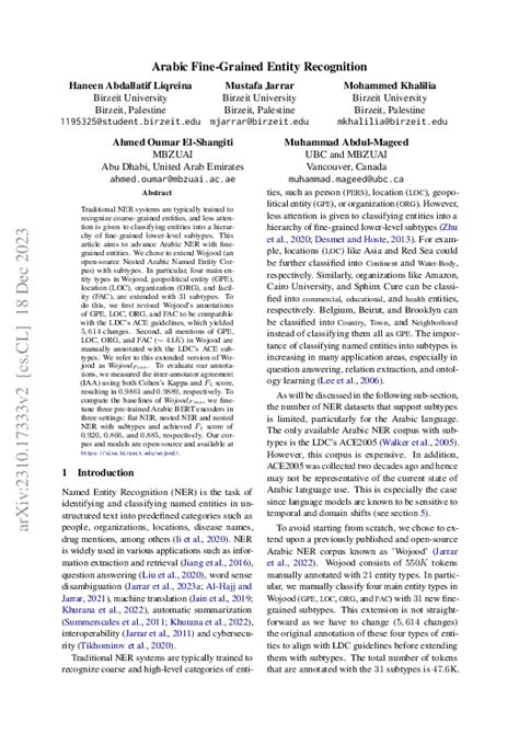 Pdf Arabic Fine Grained Entity Recognition