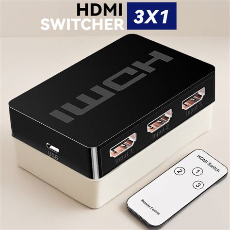 3 Port Hdmi Switch 3x1 Hdmi Switcher Selector Box With Ir Remote