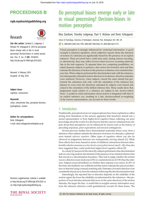 Pdf Do Perceptual Biases Emerge Early Or Late In Visual Processing Decision Biases In Motion