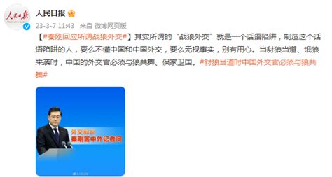 秦刚回应所谓“战狼外交”手机新浪网