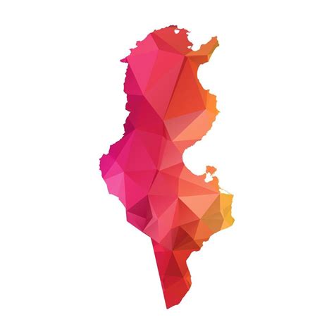 Abstract Polygon Map Illustration Low Poly Color Rainbow Tunisia Map