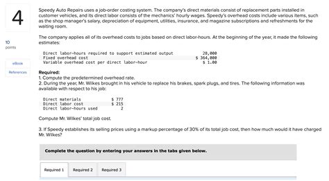 Solved Speedy Auto Repairs Uses A Job Order Costing System