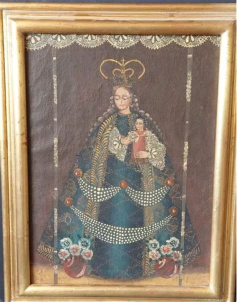 Tableau Ancien Huile Religieux Vierge Marie Ecole De Cuzco Pérou Xxème Eur 320 00 Picclick Fr