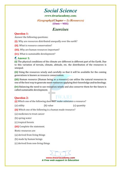 Class 8 Social Science Geography Chapter 1 Important Questions Free