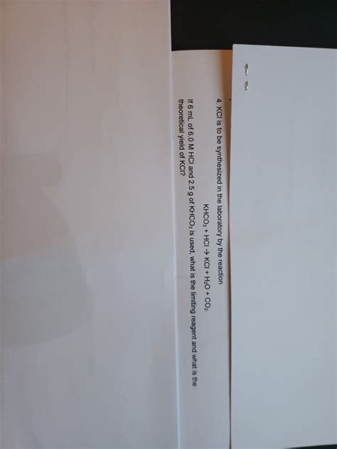 Solved 4 KCl Is To Be Synthesized In The Laboratory By The Chegg Com