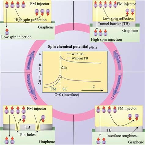 Spin Injection At An Fm Graphene Interface The Top Panel Shows The