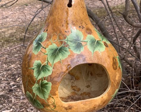 Gourd Birdhouse Handpainted With Bumble Bees And Beehive Must See Etsy