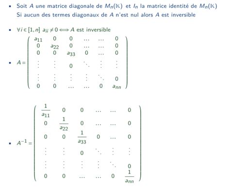 Inverse Dune Matrice Diagonale